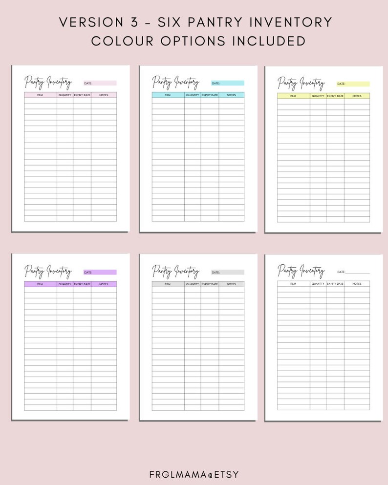 Kitchen Inventory Printable Pantry Fridge and Freezer - Etsy