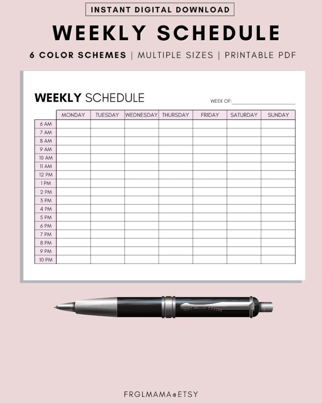Hourly Weekly Planner Printable: Daily Schedule, A4 A5 Letter (PDF) - Etsy