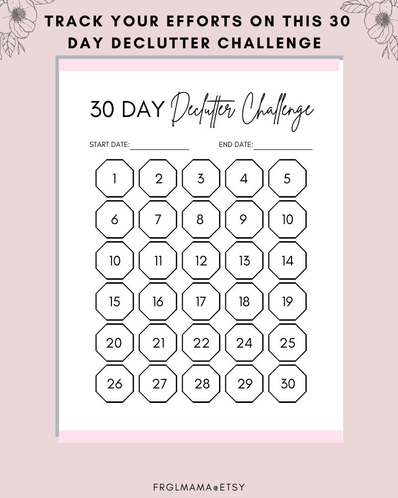 30 Day Declutter Challenge Declutter Tracker Printable - Etsy
