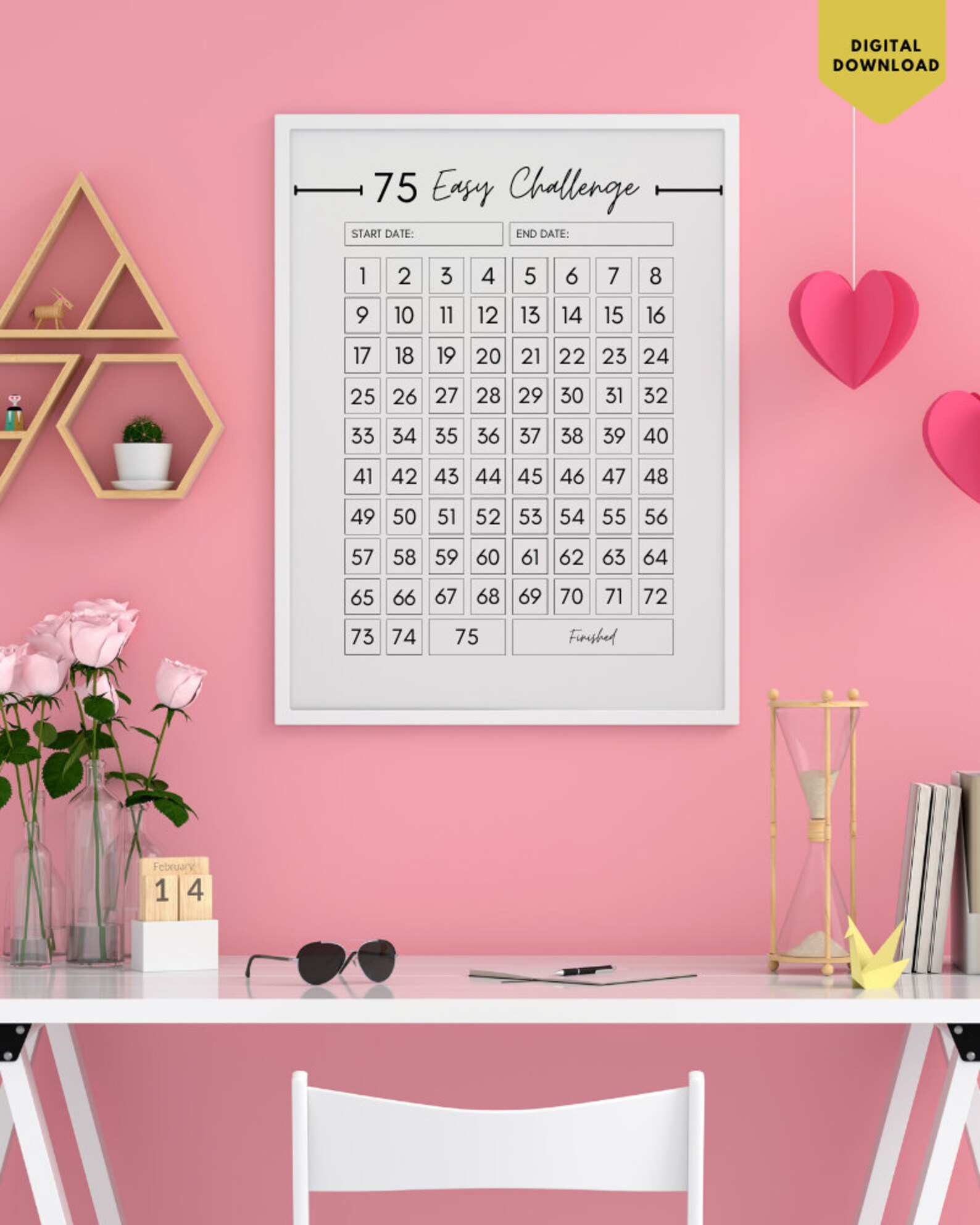 75 EASY Challenge Tracker 75 Day Challenge Printable Fitness - Etsy