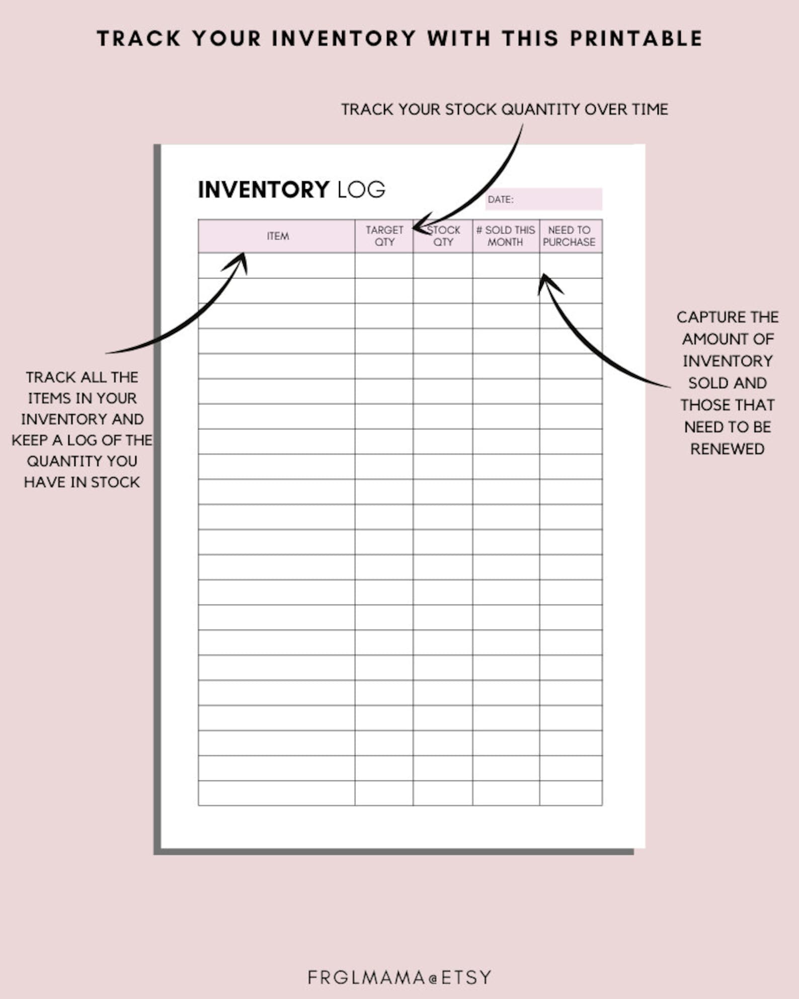 Printable Inventory Management Form: Small Business Organizer (A4 A5 ...