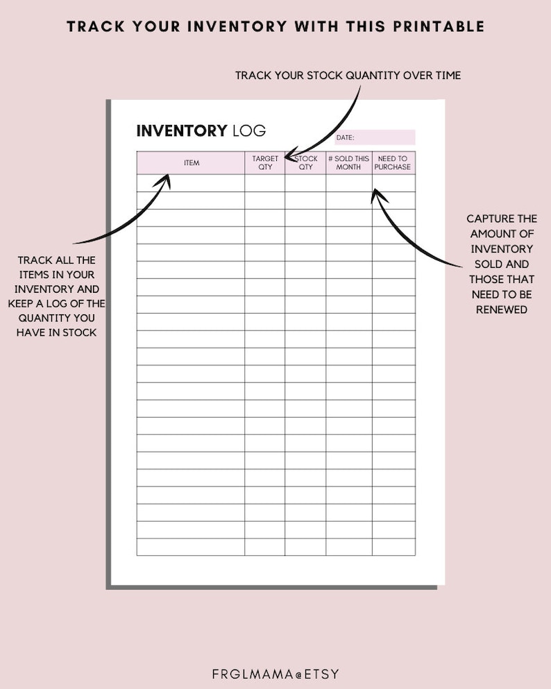 Printable Inventory Management Form: Small Business Organizer (A4 A5 ...