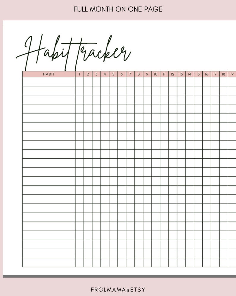 RAINBOW Monthly Habit Tracker Printable Bullet Journal Habit - Etsy