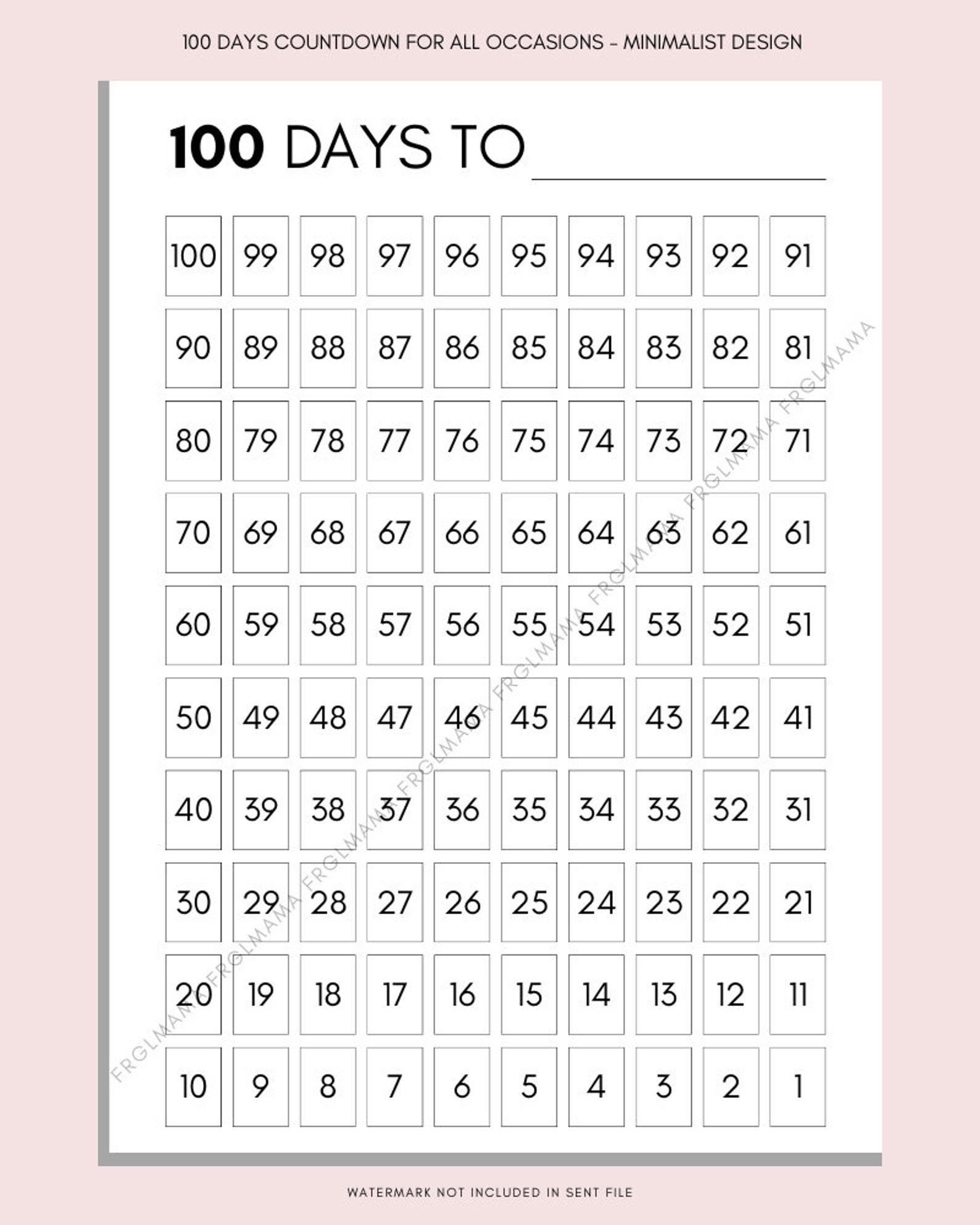 100 Day Countdown Printable: Minimalist Planner (PDF) - Etsy