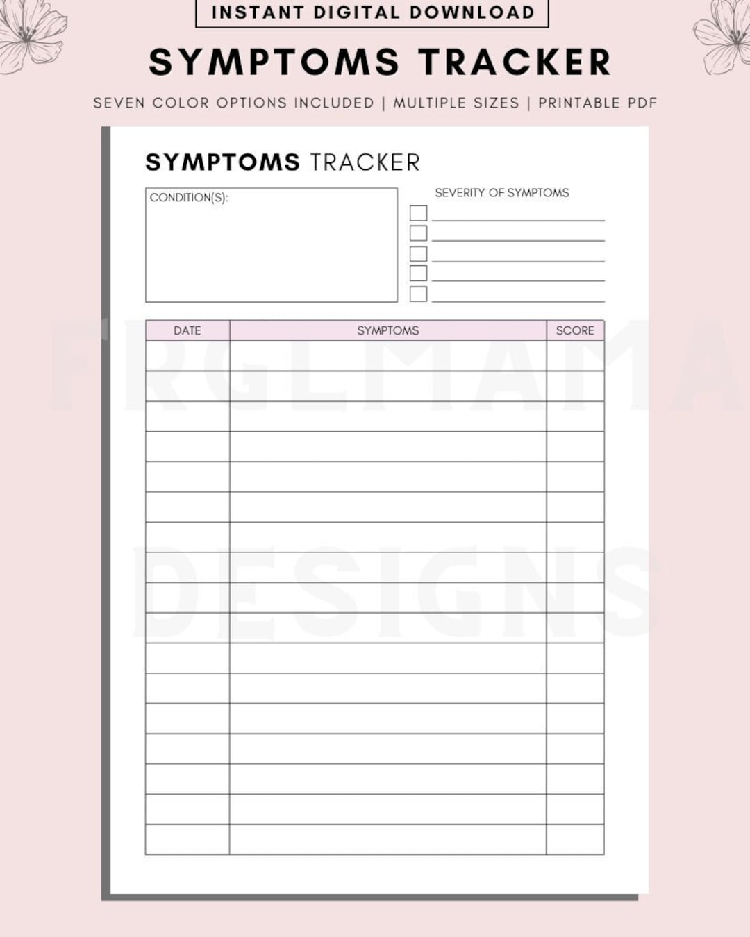 Symptom Tracker, Wellness Journal, Menopause Symptom Tracker, Symptom ...