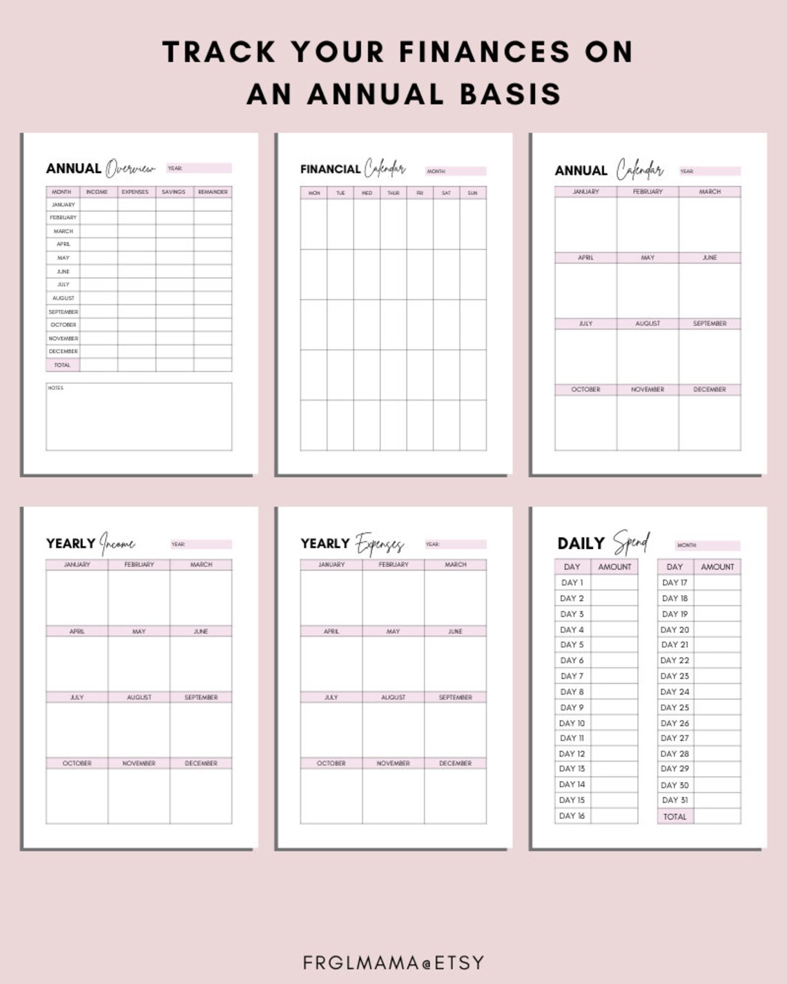 Budget Tracker Printable Set: Financial Planner, Savings, Debt Payment ...