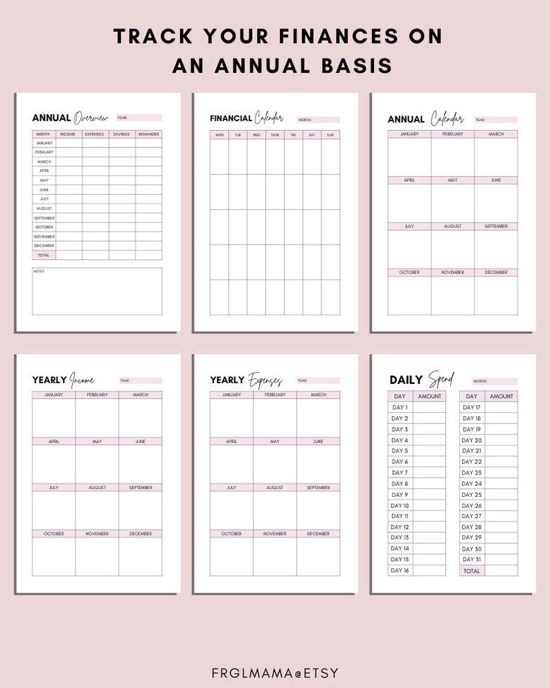 Budget Tracker Printable Set Financial Planner Printable | Etsy