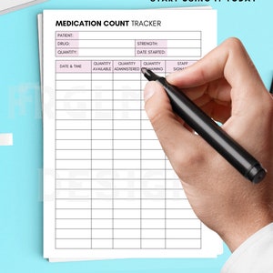 Medication Count Tracker, Printable Medication Tracker, Medication Log ...