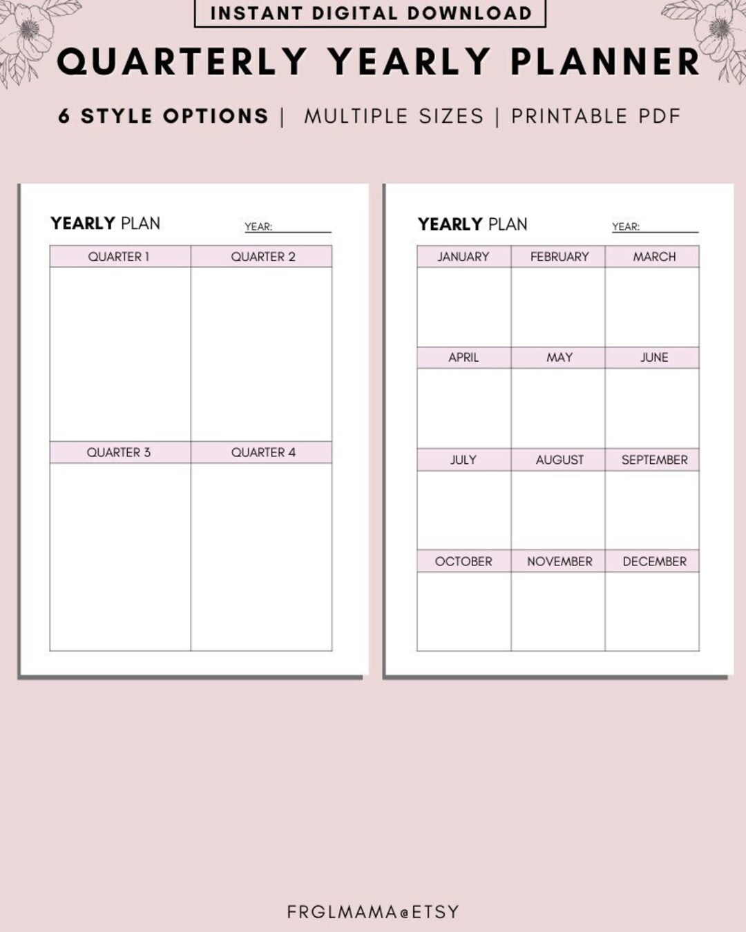 Yearly Planner, Quarterly Goals, Productivity Planner, Annual Overview ...