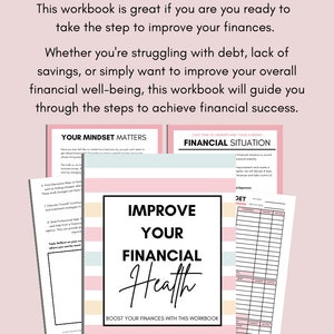 Improve Your Financial Health Workbook, Budget Planner Finance Planner ...