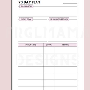 90 Day Plan Template: Printable Fitness & Goal Planner (digital ...
