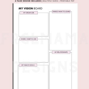 Vision Board Printable, Focus Board Printable, Vision Board PDF, Simple ...