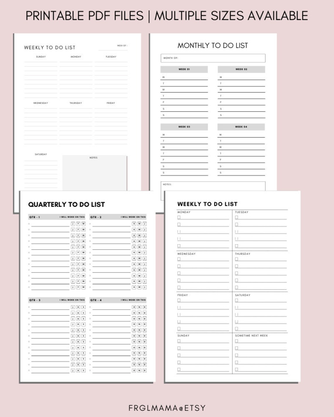 Minimalist to Do List Printable Bundle to Do List Pages | Etsy