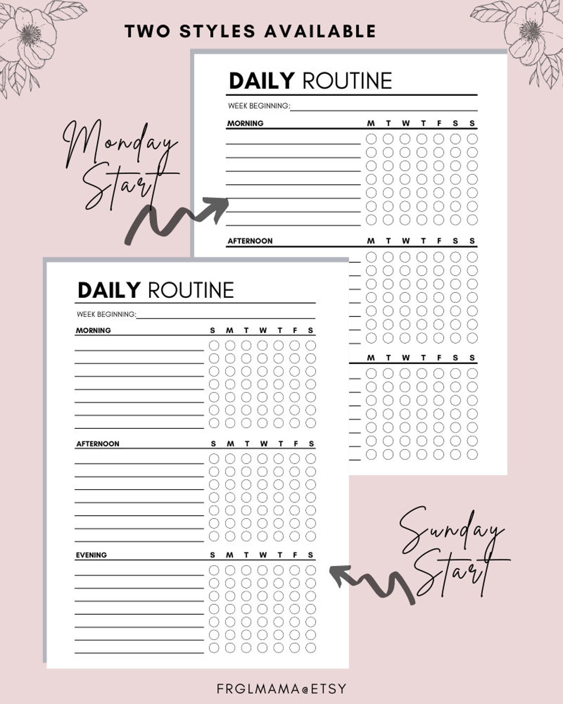 Daily Routine Planner Printable Routine Checklist Morning | Etsy