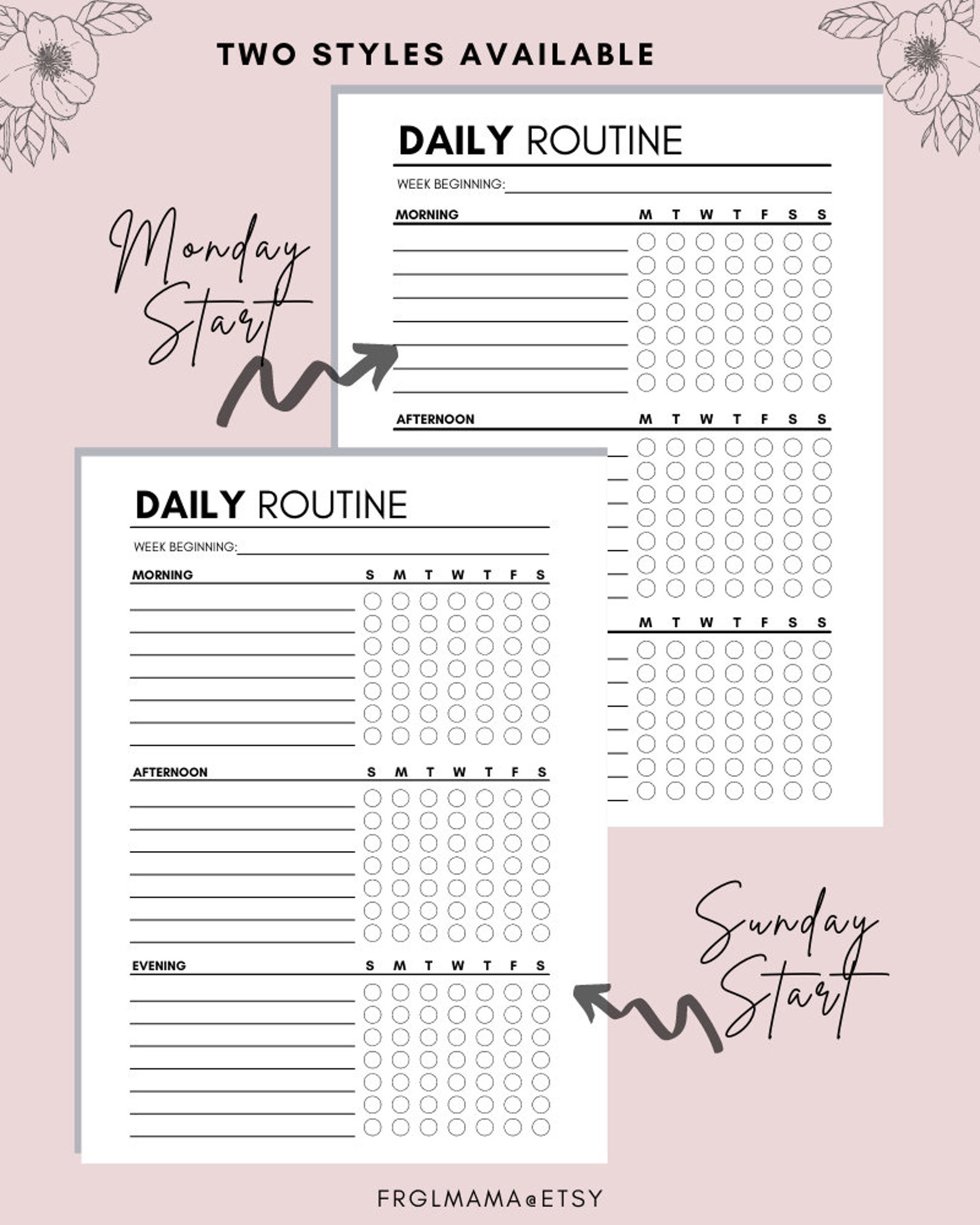 Daily Routine Planner Printable Routine Checklist Morning | Etsy