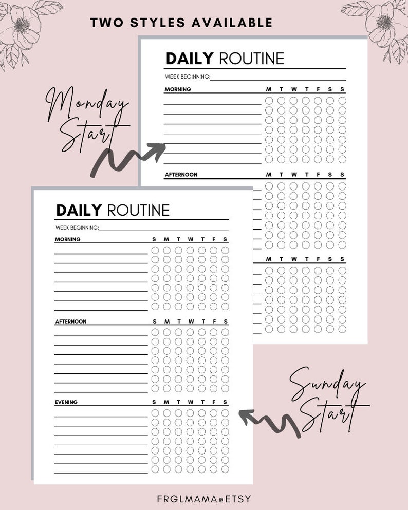 Daily Routine Planner Printable Routine Checklist Morning | Etsy