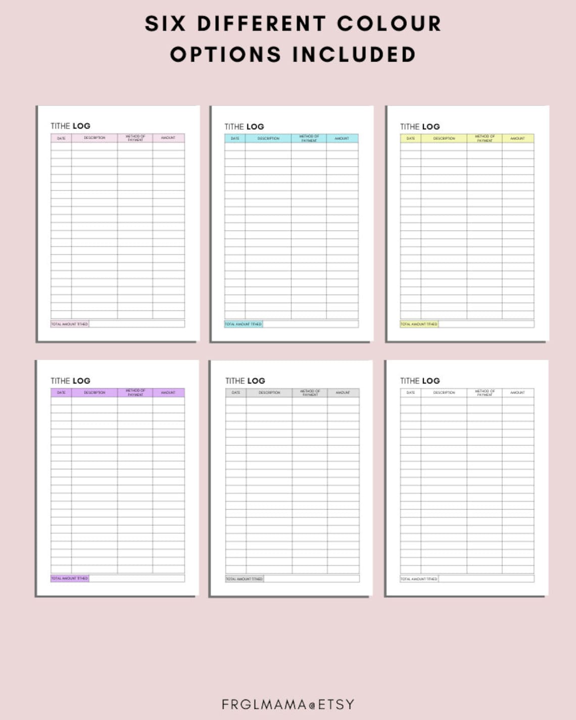 Printable Tithe Record One Page Giving Log Financial - Etsy