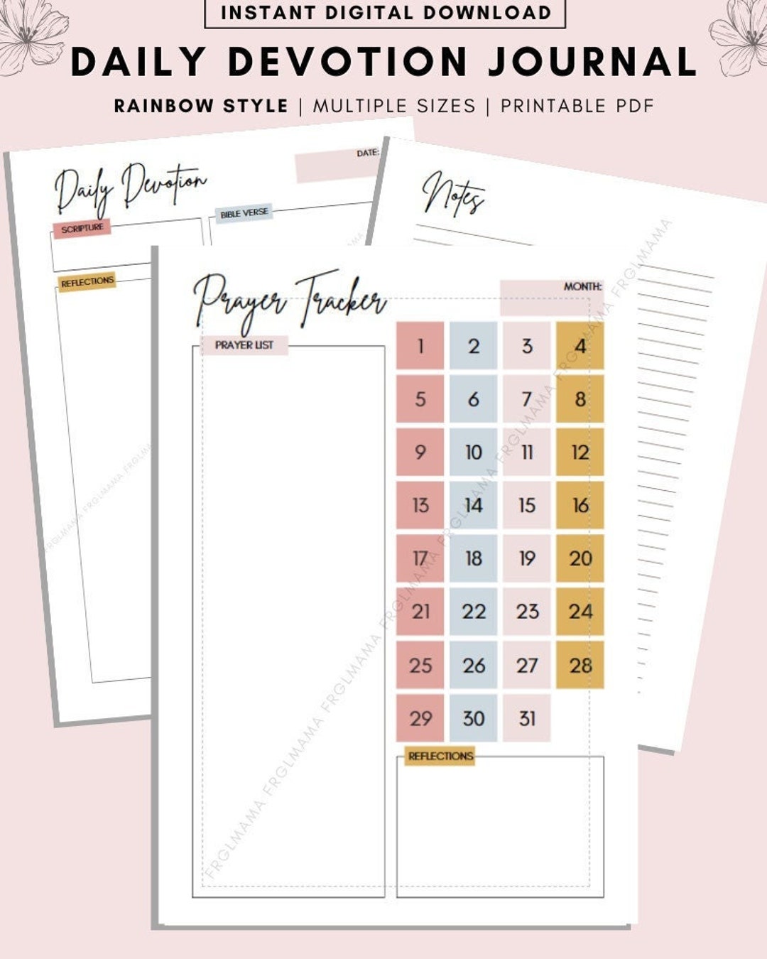 Printable Daily Devotional Journal, Bible Study Reflection Notes, Faith ...