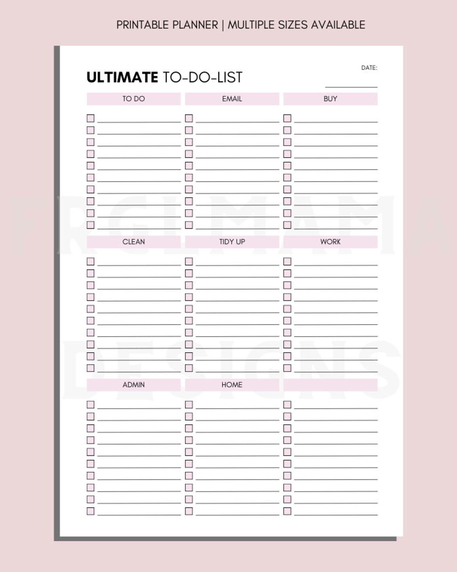 Ultimate to Do List Printable: Daily Planner, Brain Dump (PDF Download ...