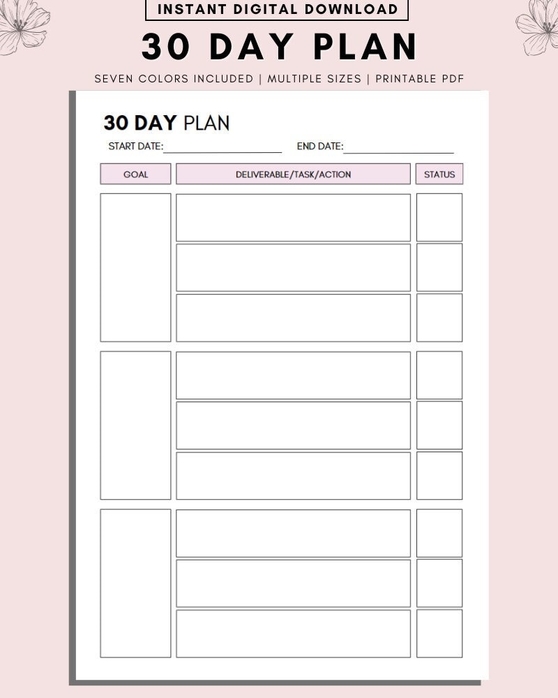 30 Day Planner Template