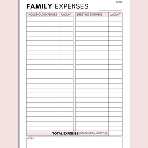 Family Expense Tracker Printable, Expense Tracker, Simple Expense ...