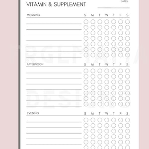 Daily Vitamin Tracker Printable, Daily Routine Planner Printable ...