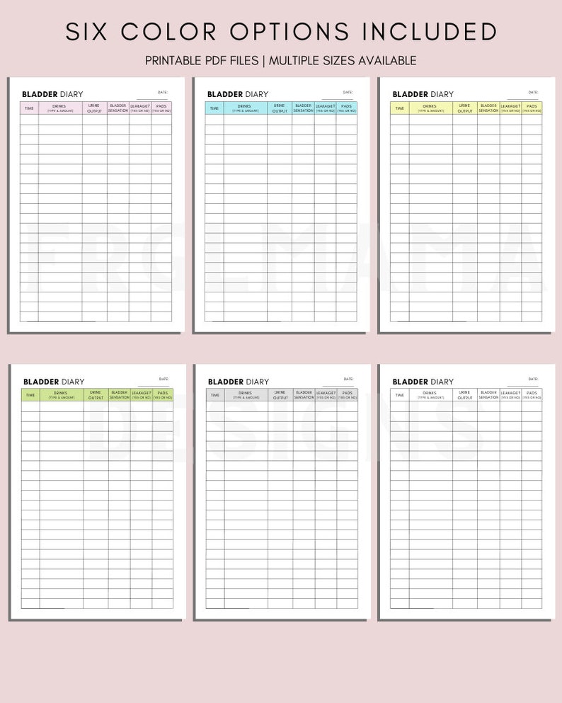 Bladder Diary Tracker Printable: Urination & Symptoms Log (PDF) - Etsy