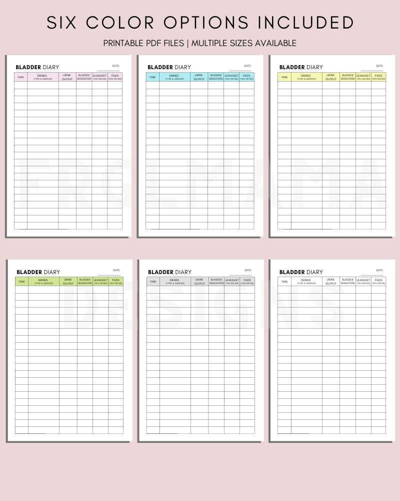 Bladder Diary Tracker Printable: Urination & Symptoms Log (PDF) - Etsy