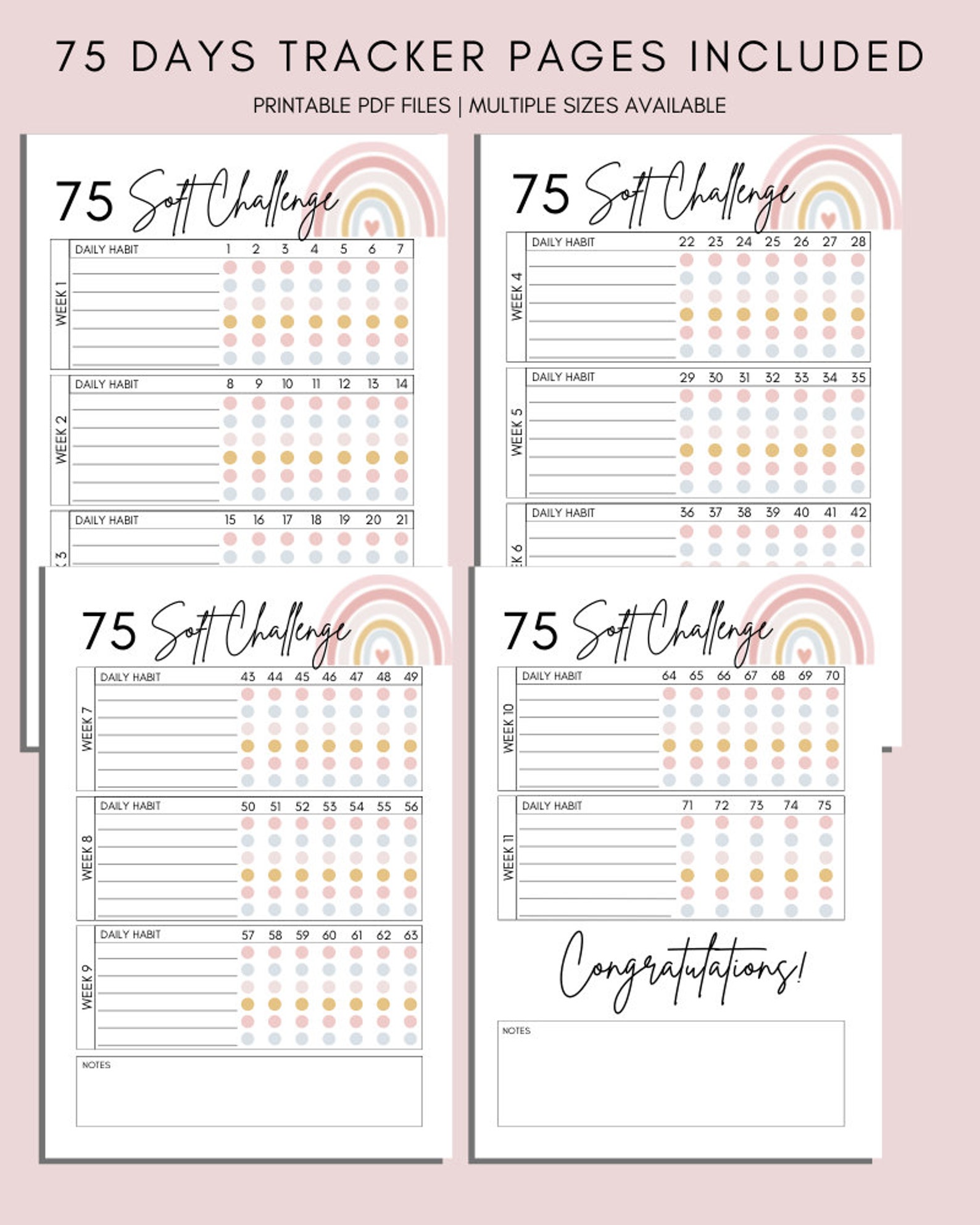 BLANK 75 Soft Challenge Tracker 75 Soft Challenge 75 Day - Etsy UK