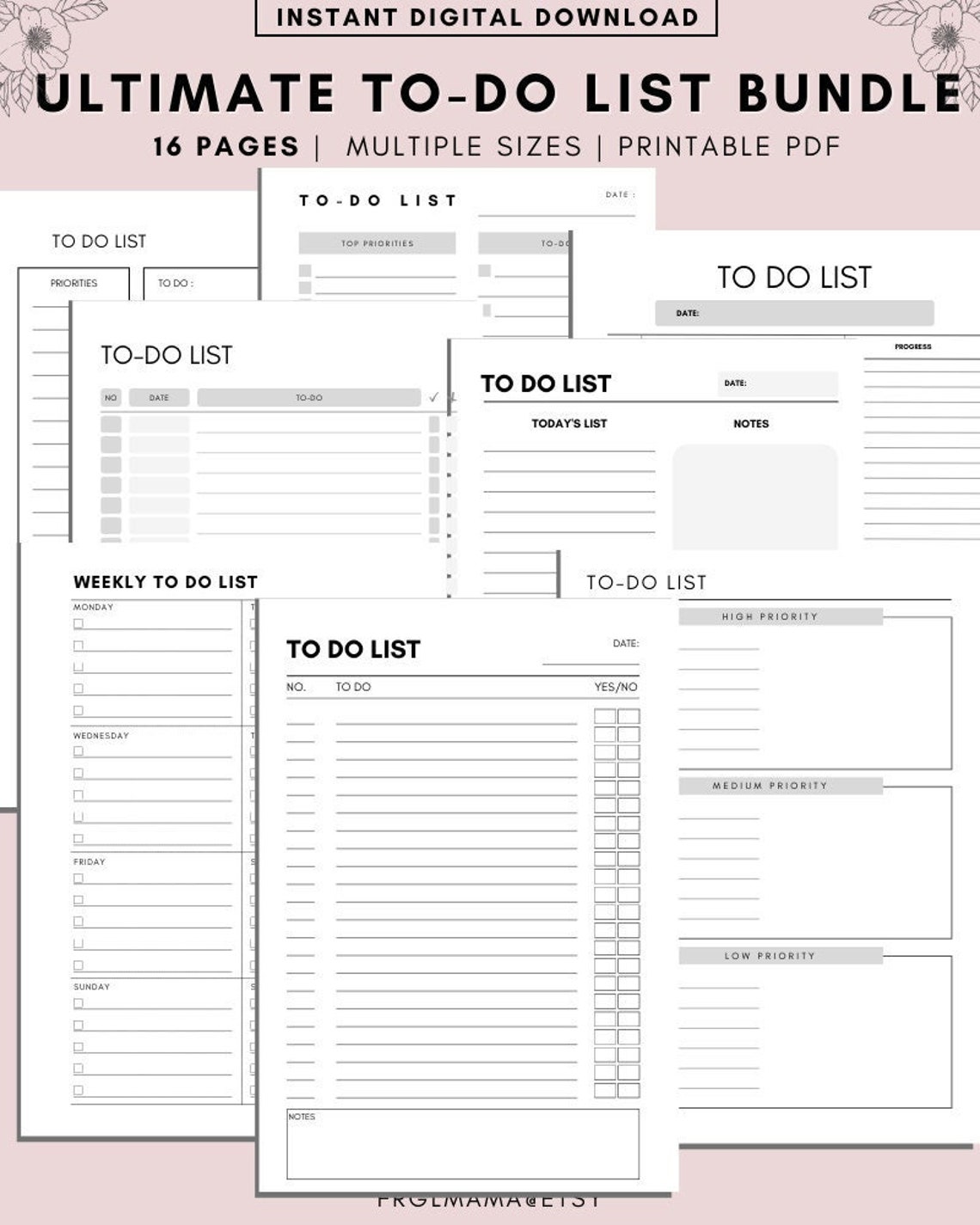 Minimalist to Do List Printable Bundle to Do List Pages | Etsy