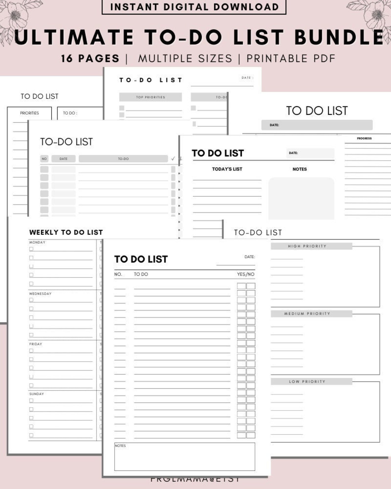 Minimalist to Do List Printable Bundle: Daily Planner (PDF) - Etsy