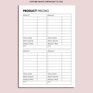 Product Pricing Printable: Small Business Costs Calculator (PDF ...