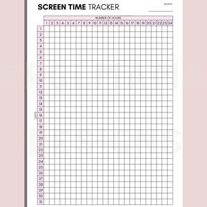 Screen Time Tracker Printable, Daily Screen Time Tracker, Monthly Habit ...