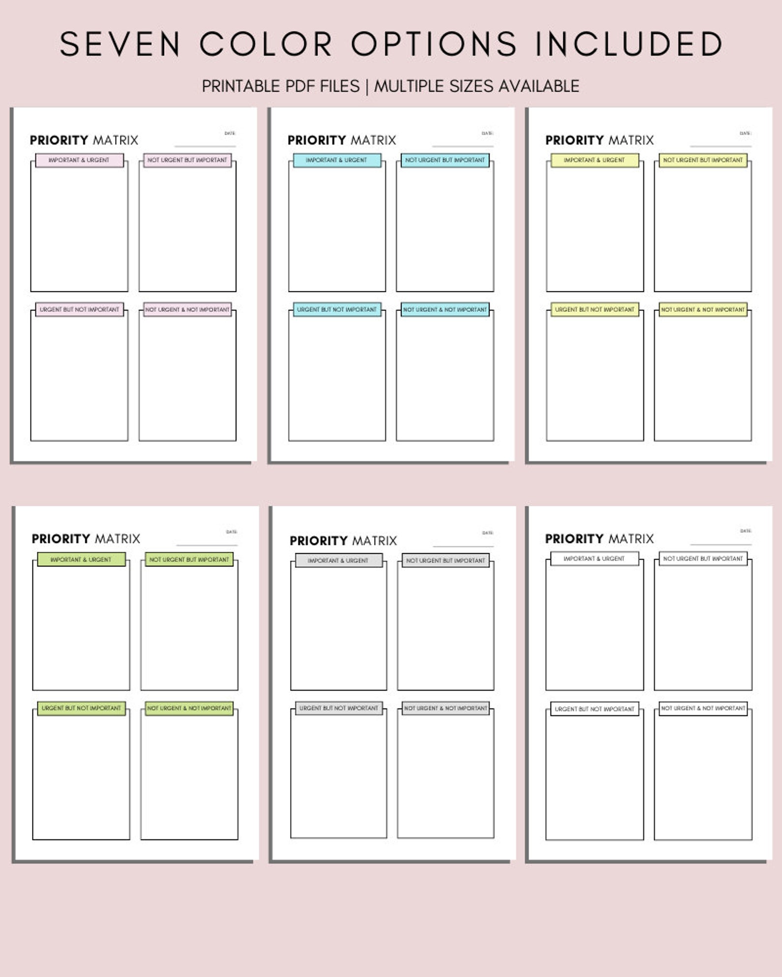 Priority Matrix Worksheet: Eisenhower Decision Planner (A4 A5 Letter ...
