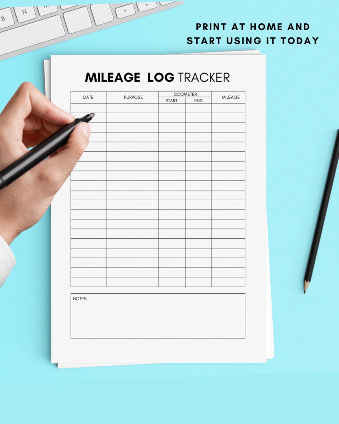 Printable Mileage Log Tracker: Happy Mini & Skinny Classic Planner (PDF ...