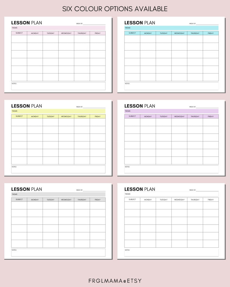 Printable Weekly Lesson Plan Template Preschool/kindergarten - Etsy