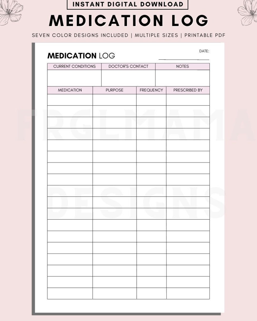 Printable Weekly Medication Tracker: Easy Medicine Chart (digital ...