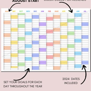 2023/24 Year Planner AUG 2023 JUL 2024 Yearly Planner on 1 Page ...