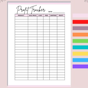 Profit Tracker Printable - Yearly Business Cost Log - Revenue - Start ...