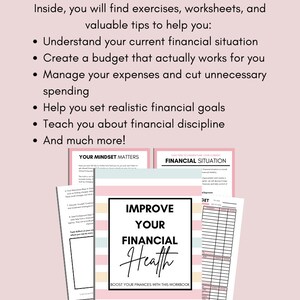Improve Your Financial Health Workbook, Budget Planner Finance Planner ...