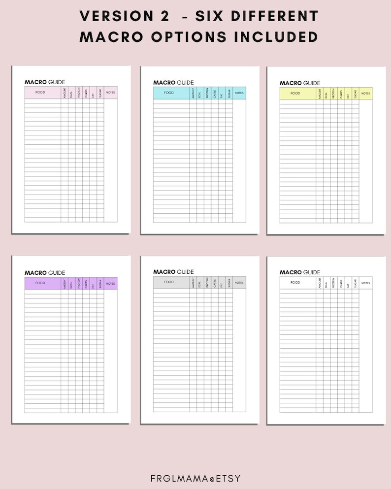 Daily Food Log & Macro Quick Reference Printable Planner - Etsy UK