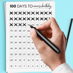 100 Day Countdown Printable Planner, Countdown Calendar, Fitness ...