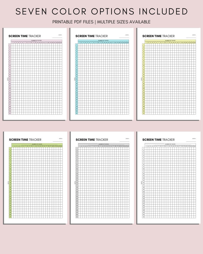 Screen Time Tracker Printable: Daily & Monthly Habit Chart (PDF ...