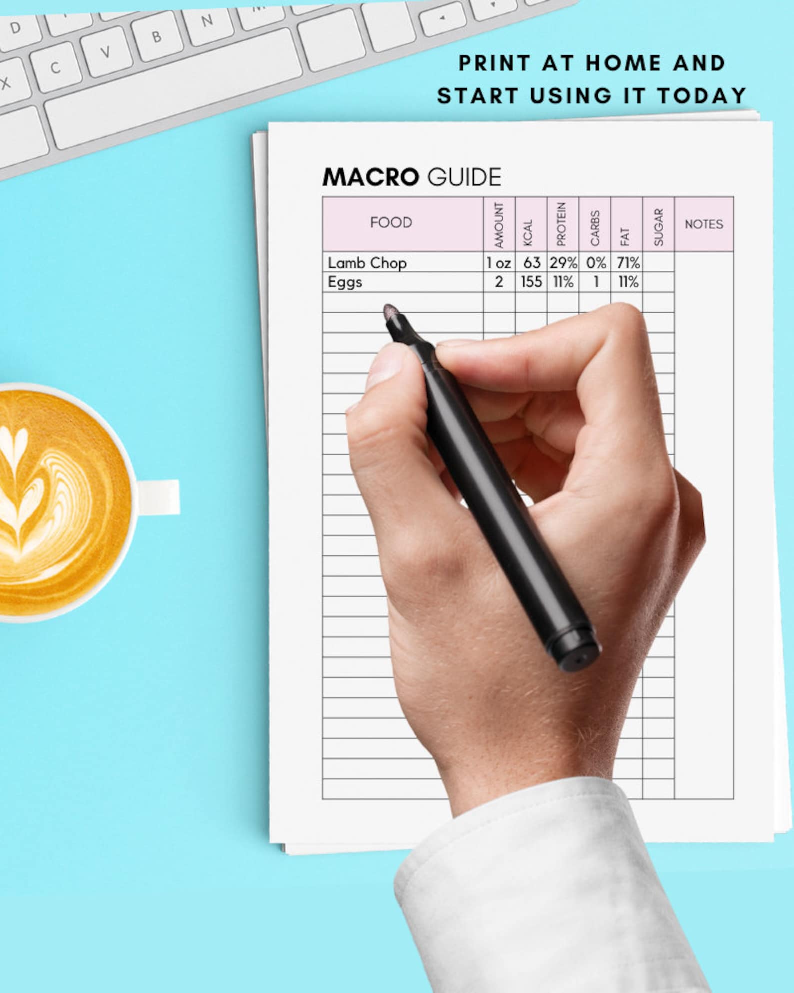 Daily Food Log & Macro Quick Reference Printable Planner - Etsy UK