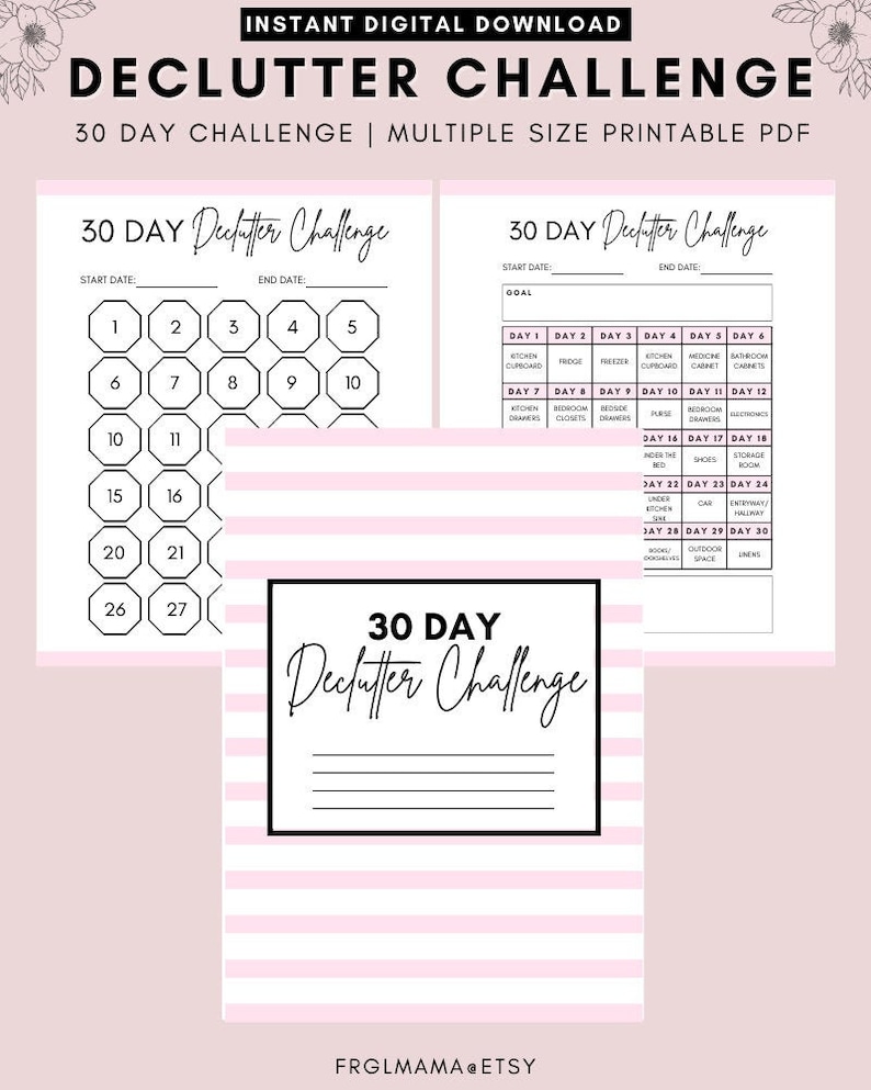 30 Day Declutter Challenge Declutter Tracker Printable - Etsy