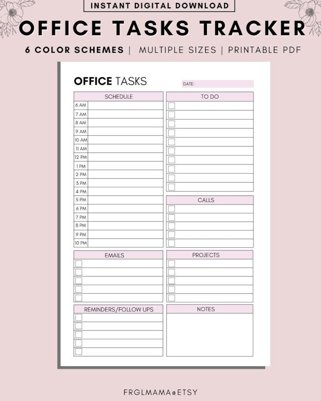 Office Task Tracker Printable, Office Organizer, Work Planner, Work to ...