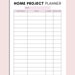 Simple Home Project Printable, Home Project Planner Template ...