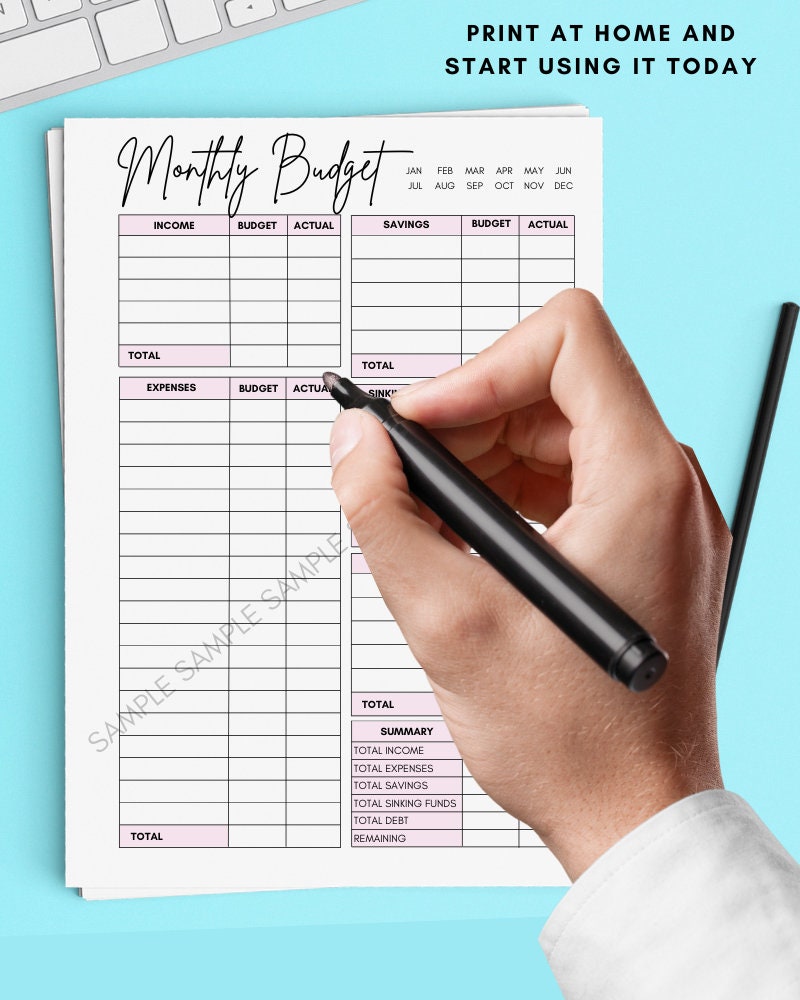 MONTHLY Budget Overview Template Printable Budget Binder - Etsy UK