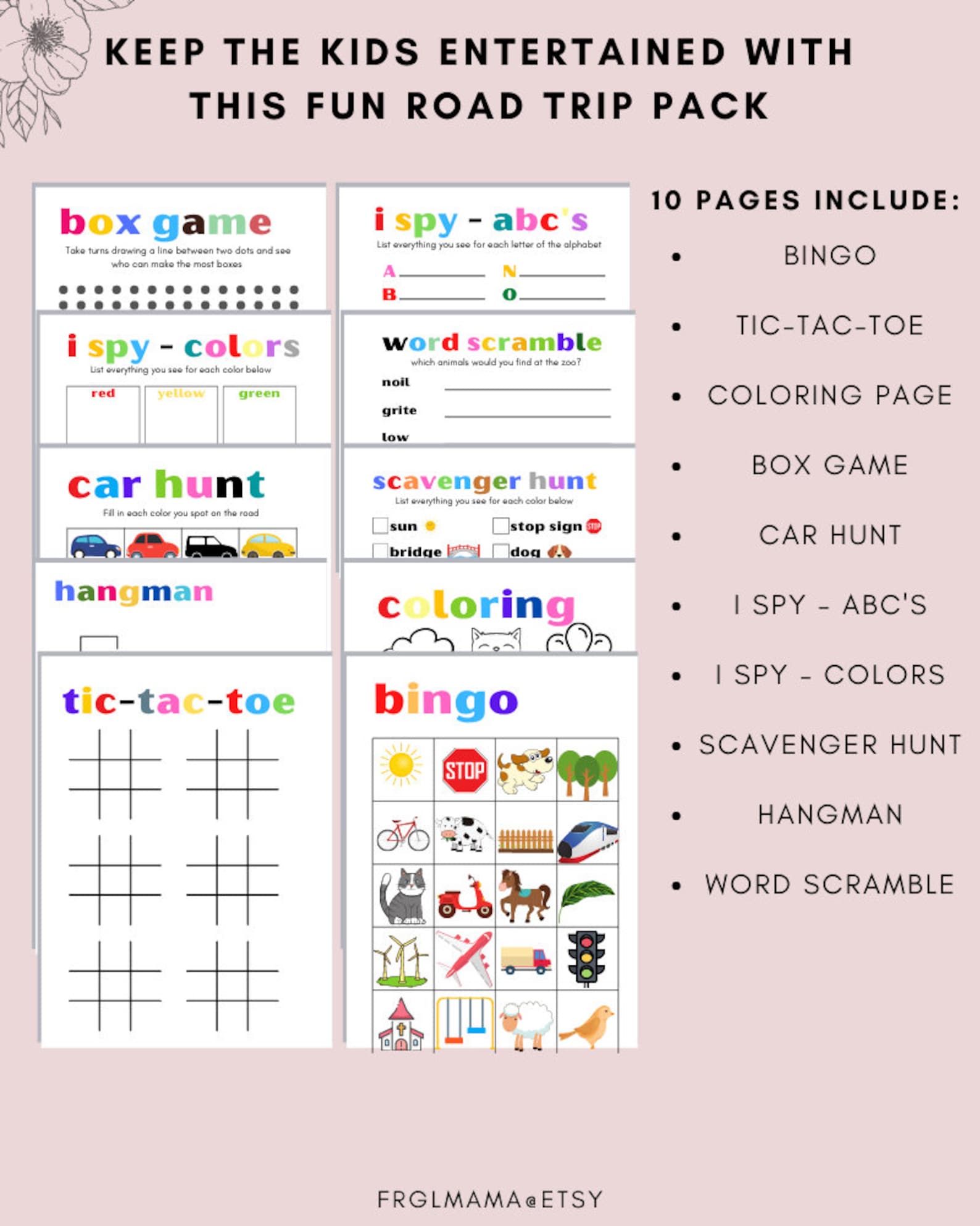 Road Trip Kid Games Bundle Printable Travel Kid Games - Etsy