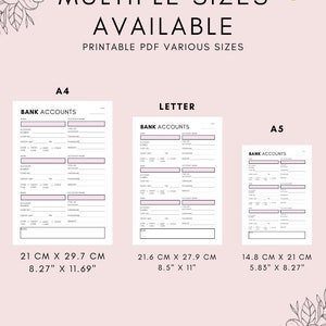 Bank Account Tracker Printable: Banking Log, A4 A5 Letter (digital ...